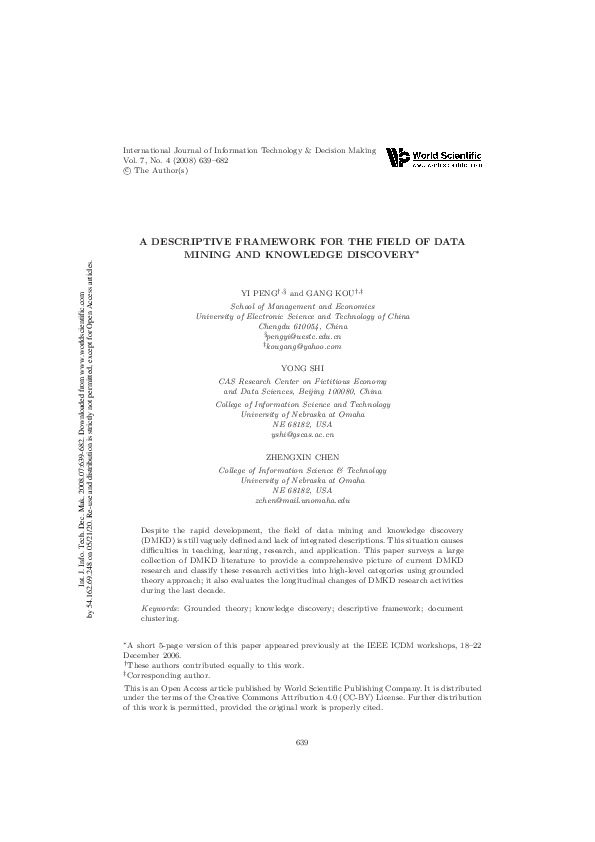 (PDF) A Descriptive Framework for the Field of Data Mining and ...