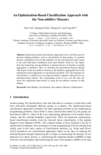 (PDF) An Optimization-Based Classification Approach with the Non ...