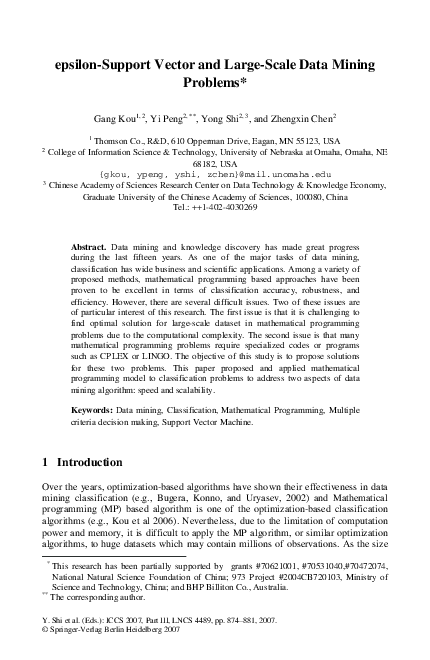 (PDF) epsilon-Support Vector and Large-Scale Data Mining Problems