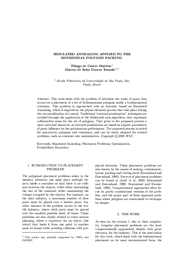 (PDF) Simulated Annealing for Polygon Packing Optimization