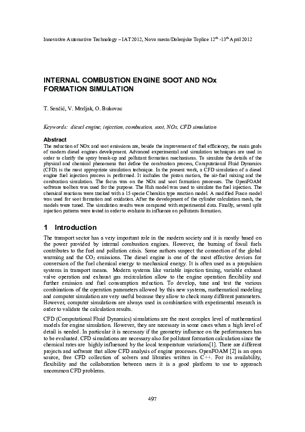 (PDF) INTERNAL COMBUSTION ENGINE SOOT AND NOx FORMATION SIMULATION