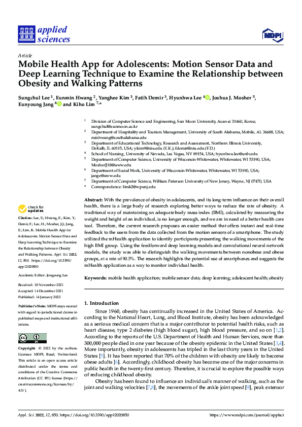 (PDF) Mobile Health App for Adolescents: Motion Sensor Data and Deep ...