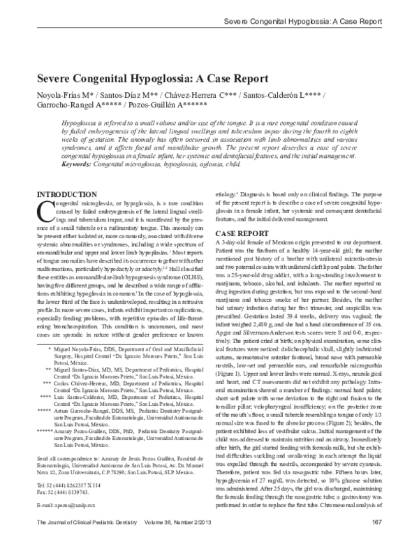 (PDF) Severe Congenital Hypoglossia: A Case Report | Arturo Garrocho ...