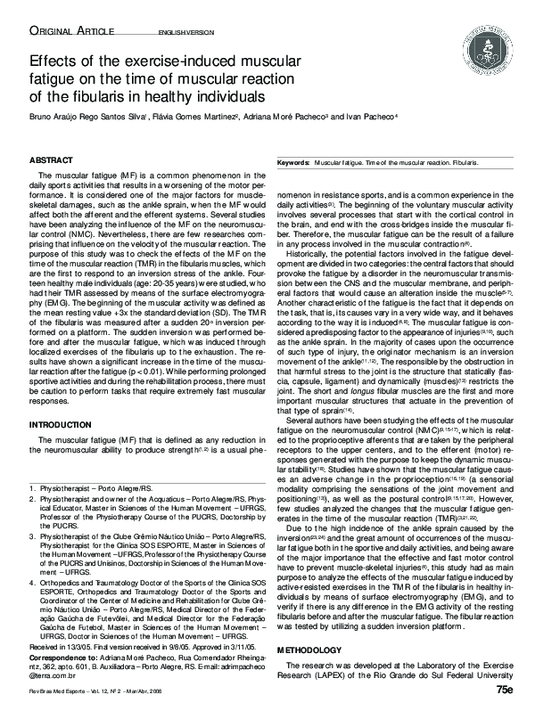 (PDF) Effects of the exercise-induced muscular fatigue on the time of ...