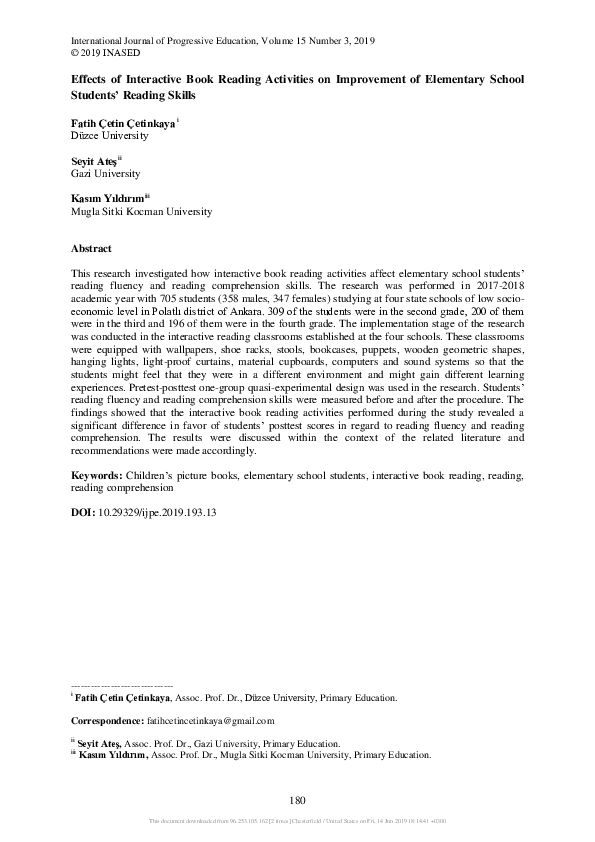 (PDF) Effects of Interactive Book Reading Activities on Improvement of Elementary School ...