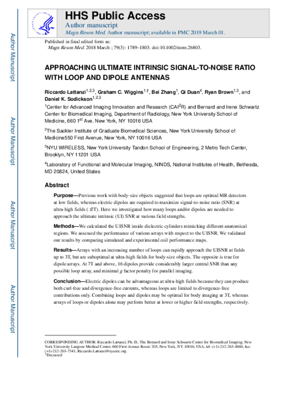 (PDF) Approaching ultimate intrinsic signal‐to‐noise ratio with loop ...