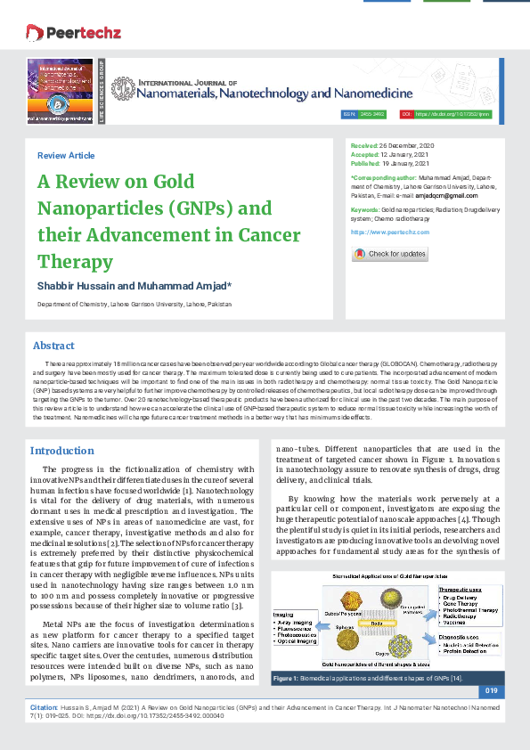 (PDF) A Review on Gold Nanoparticles (GNPs) and their Advancement in ...