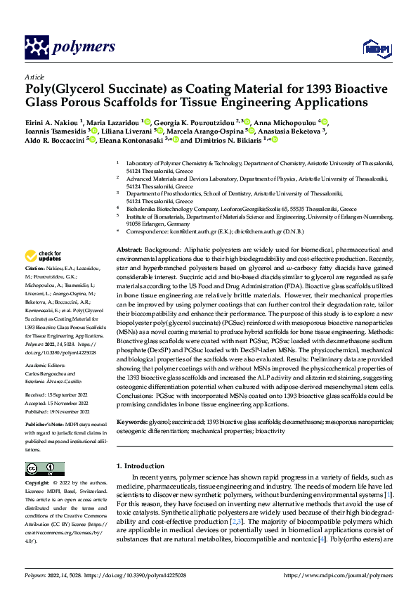 (PDF) Poly(Glycerol Succinate) as Coating Material for 1393 Bioactive ...