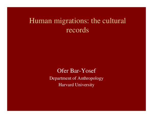 (PDF) Bar-Yosef 2006 Human migrations