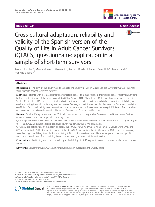 (PDF) Cross-Cultural Adaptation, Reliability and Validity Study of the Persian Version of the ...