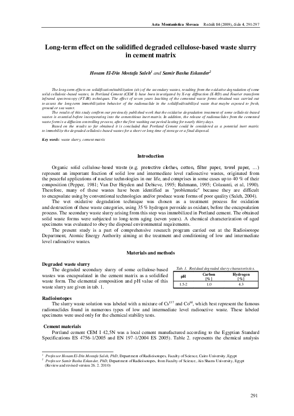 (PDF) Long-term effect on the solidified degraded cellulose-based waste ...