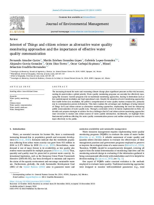 (PDF) Internet of Things and citizen science as alternative water ...