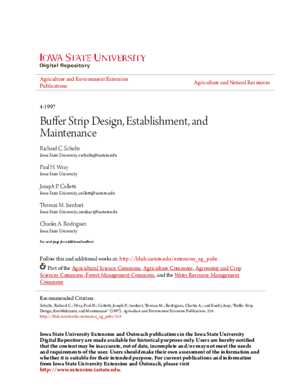 (PDF) Buffer Strip Design, Establishment, and Maintenance