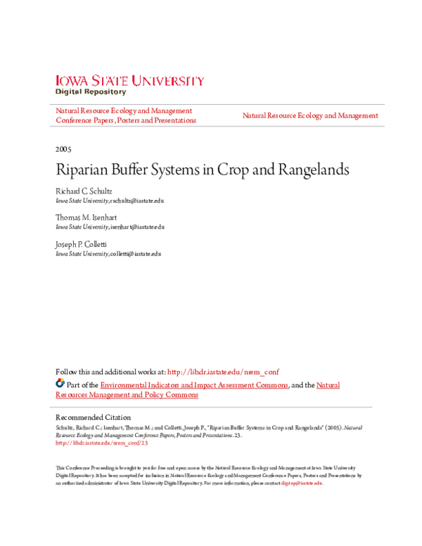 (PDF) Riparian Buffer Systems in Crop and Rangelands