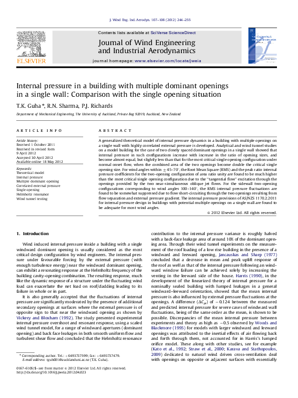(PDF) Internal pressure in a building with multiple dominant openings ...