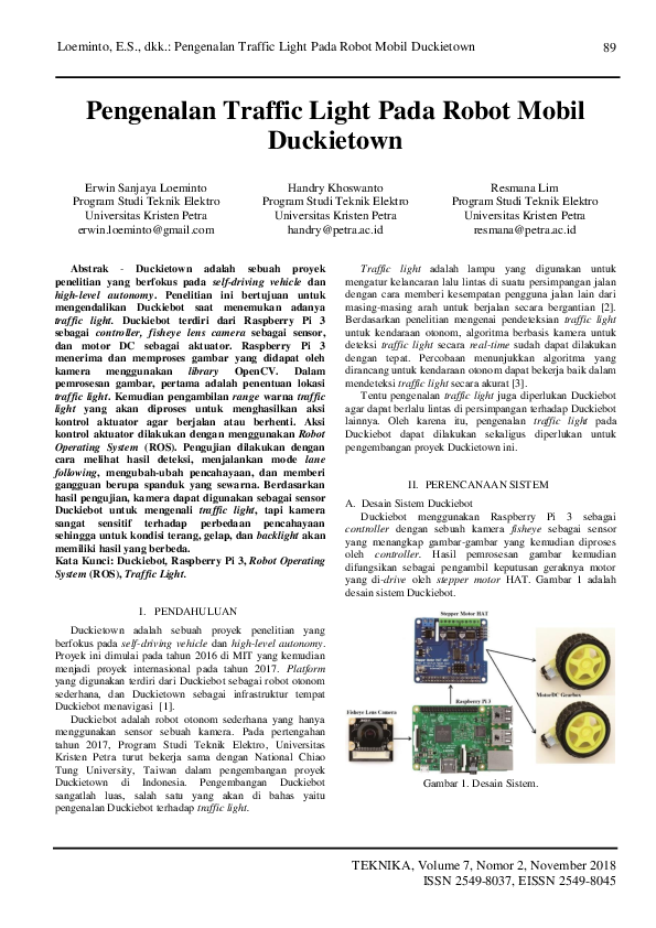 (PDF) Pengenalan Traffic Light Pada Robot Mobil Duckietown