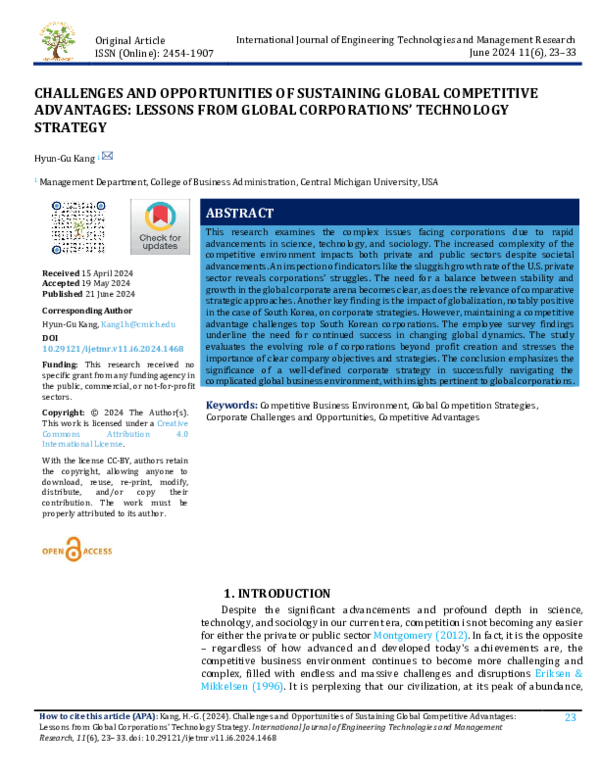 (PDF) CHALLENGES AND OPPORTUNITIES OF SUSTAINING GLOBAL COMPETITIVE ...