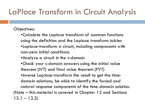 (PDF) Laplace Transform in Circuit Analysis