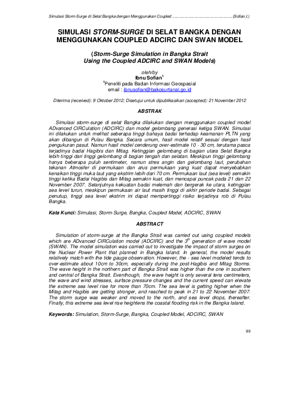 (PDF) Simulasi Storm-Surge DI Selat Bangka Dengan Menggunakan Coupled ...
