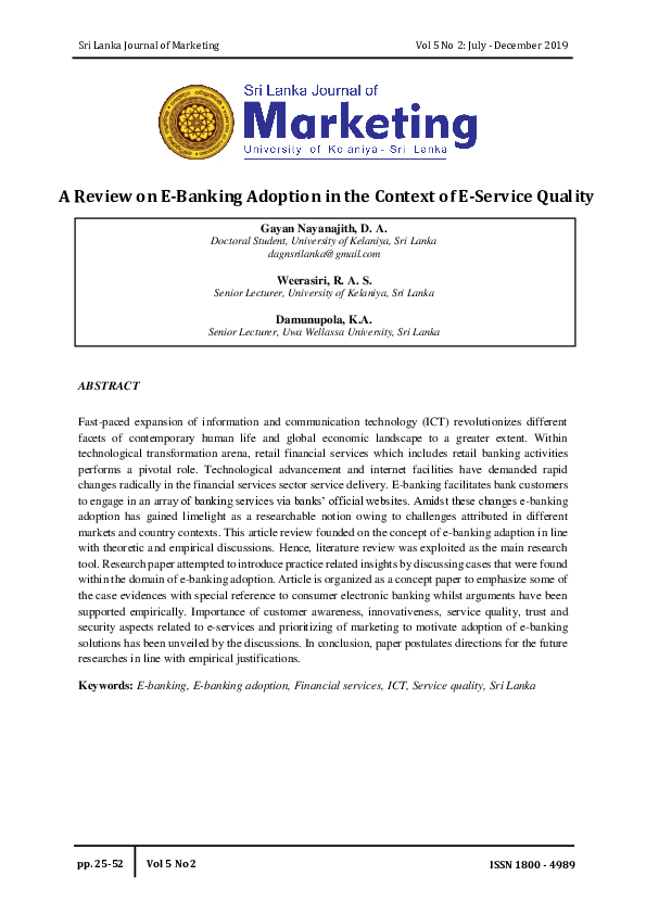 (PDF) A Review on E-Banking Adoption in the Context of E-Service Quality