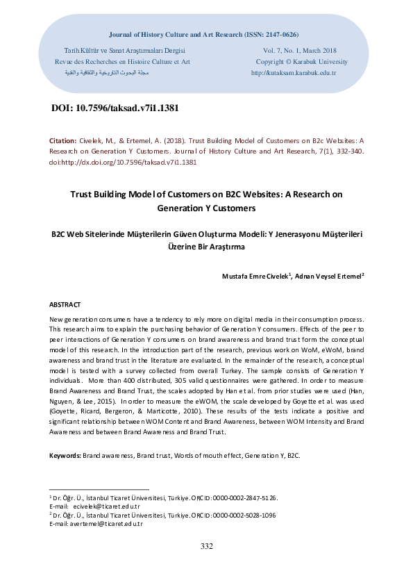 (PDF) Trust Building Model of Customers on B2c Websites: A Research on ...