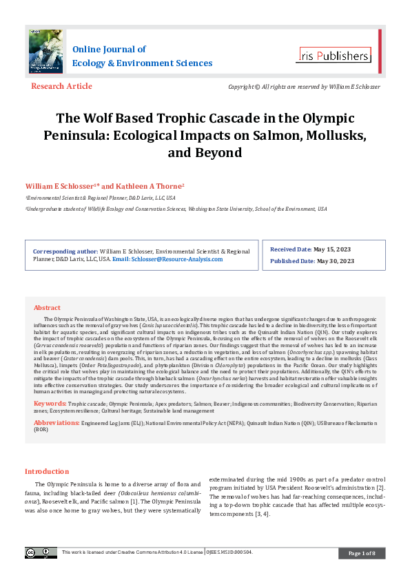 (PDF) The Wolf Based Trophic Cascade in the Olympic Peninsula ...