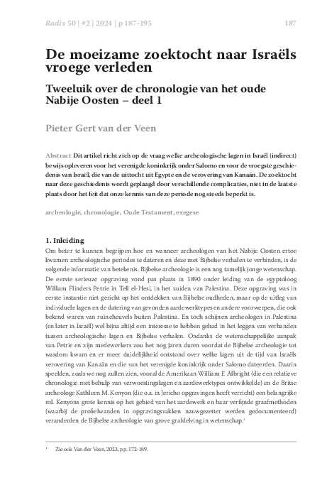 (PDF) De moeizame zoektocht naar Israëls vroege verleden Tweeluik over ...