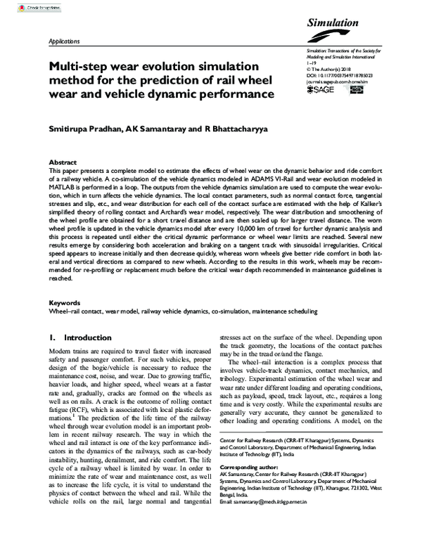 (PDF) Multi-step wear evolution simulation method for the prediction of rail wheel wear and ...