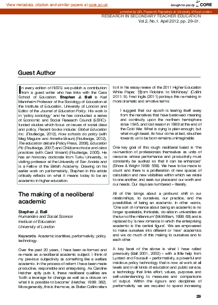 (PDF) The making of a neoliberal academic