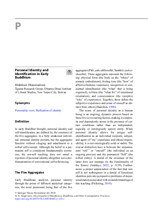 (PDF) Personal Identity and Identification in Early Buddhism