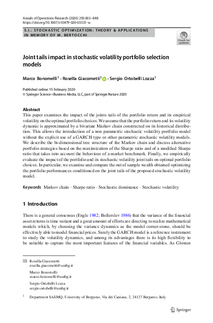 (PDF) Joint tails impact in stochastic volatility portfolio selection models