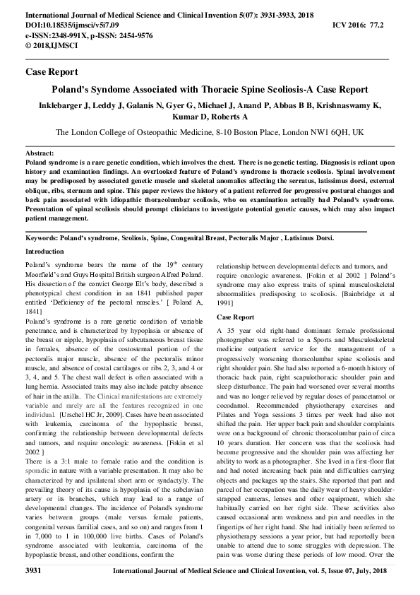 (PDF) Poland’s Syndome Associated with Thoracic Spine Scoliosis-A Case Report | Jimmy Michael ...