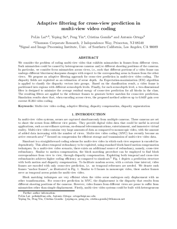 (PDF) Multiview Video Coding
