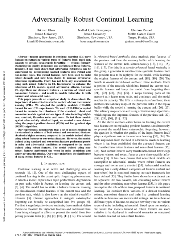(PDF) Adversarially Robust Continual Learning