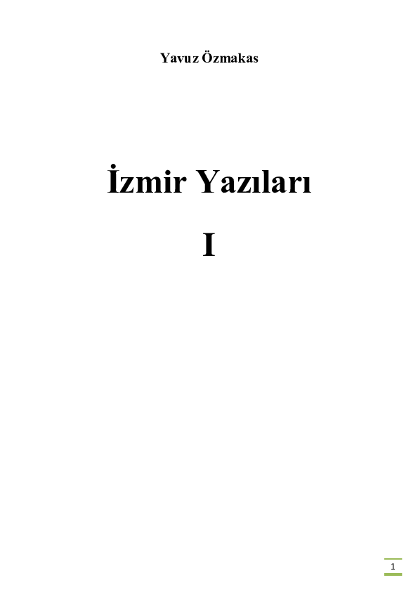 (PDF) İzmir Yazıları I