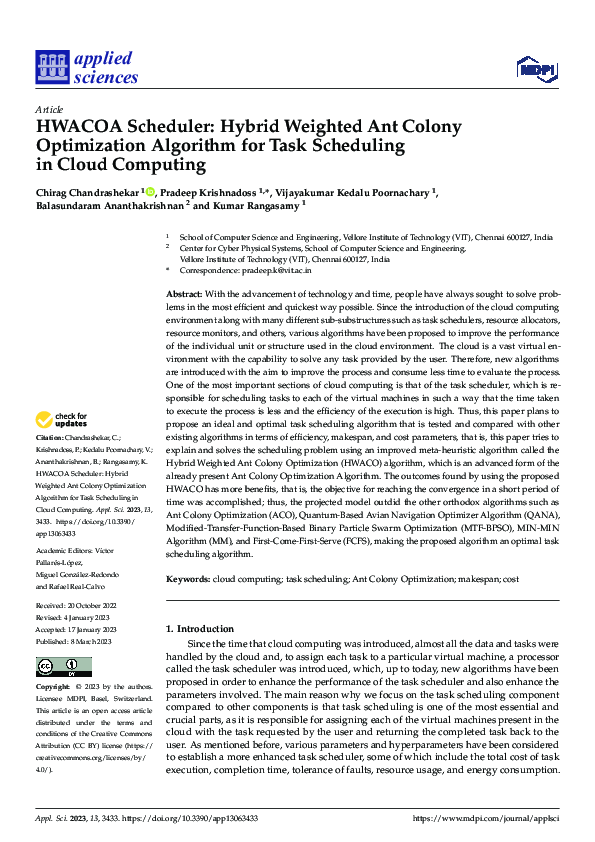 (PDF) HWACOA Scheduler: Hybrid Weighted Ant Colony Optimization Algorithm for Task Scheduling in ...