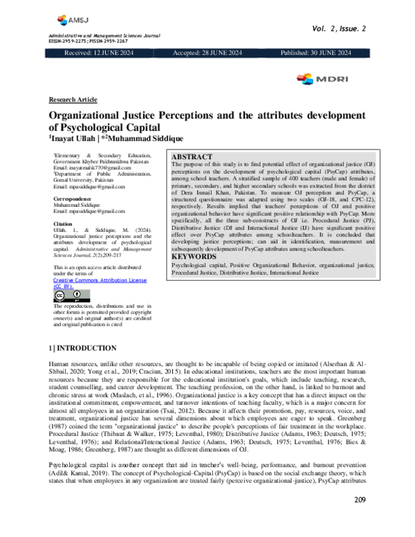 (PDF) Organizational Justice Perceptions and the attributes development ...