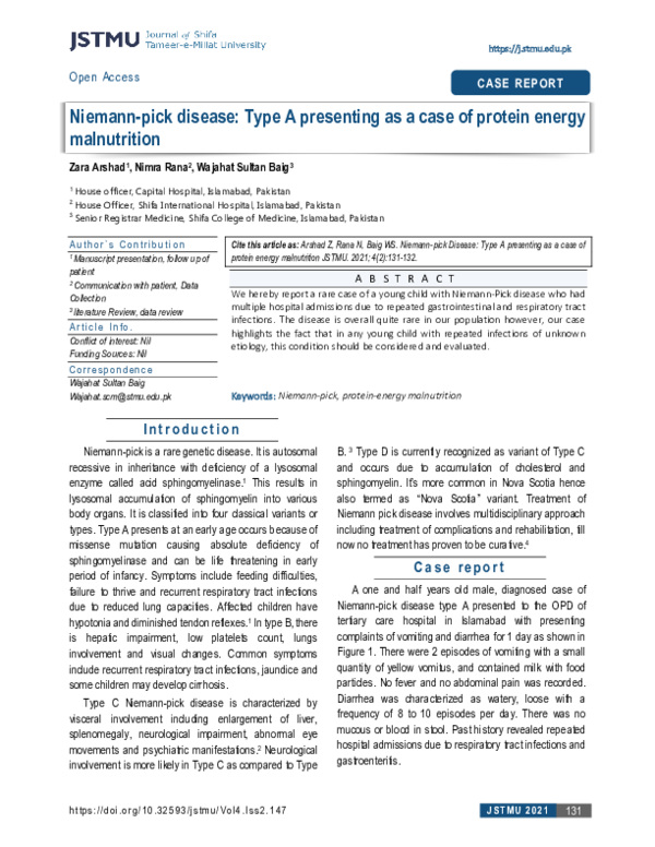 (PDF) Niemann-pick disease: Type A presenting as a case of protein ...