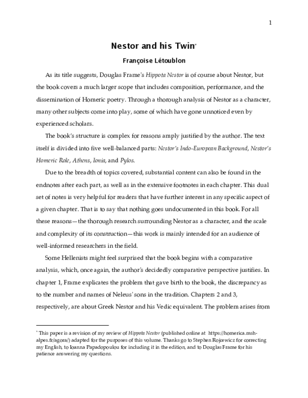 (PDF) Nestor and his Twin