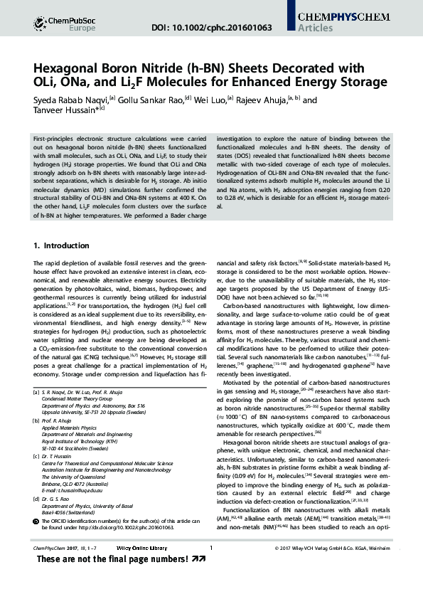 (PDF) Hexagonal Boron Nitride (h-BN) Sheets Decorated with OLi, ONa ... (PDF) Hexagonal Boron Nitride (h-BN) Sheets Decorated with OLi, ONa ...