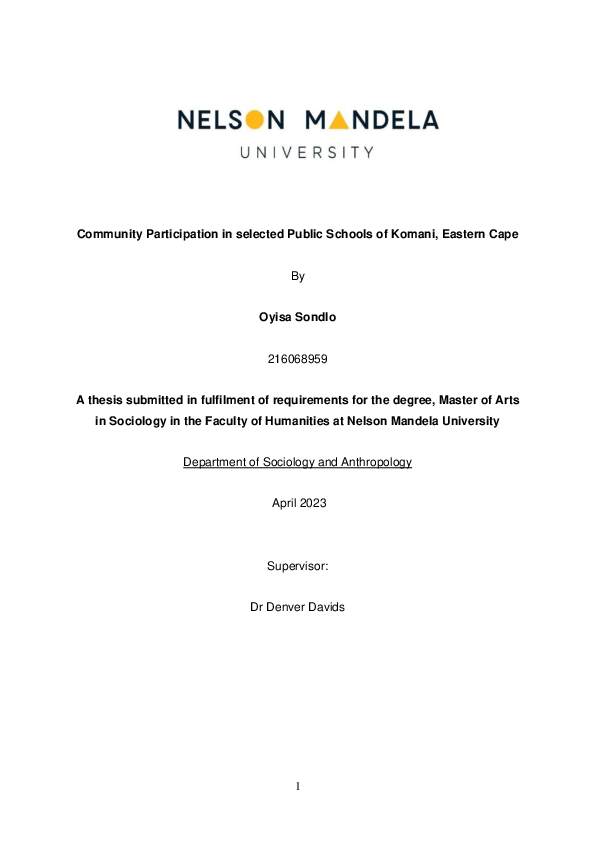 (PDF) Community Participation in selected Public Schools of Komani ...