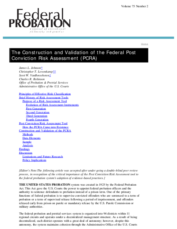 (PDF) The construction and validation of the Federal Post Conviction ...