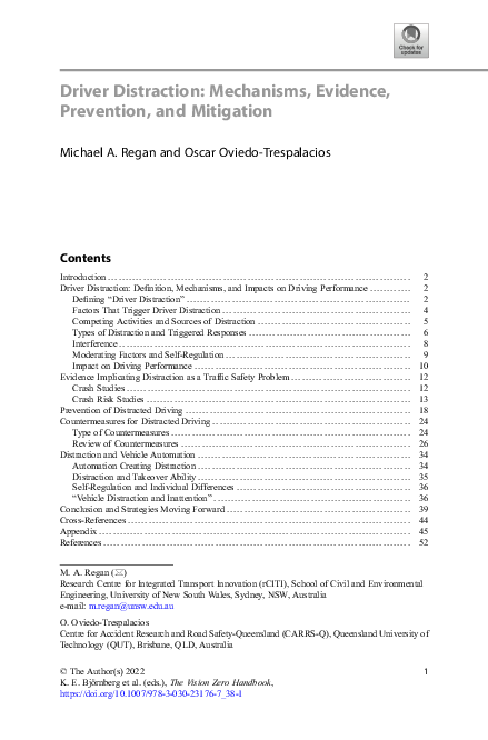 (PDF) Driver Distraction: Mechanisms, Evidence, Prevention, and Mitigation
