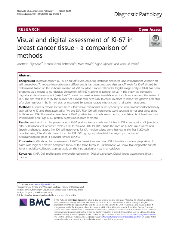 (PDF) Visual and digital assessment of Ki-67 in breast cancer tissue ...