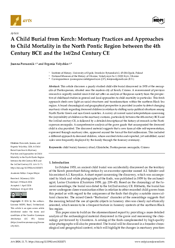 (PDF) A Child Burial from Kerch: Mortuary Practices and Approaches to ...