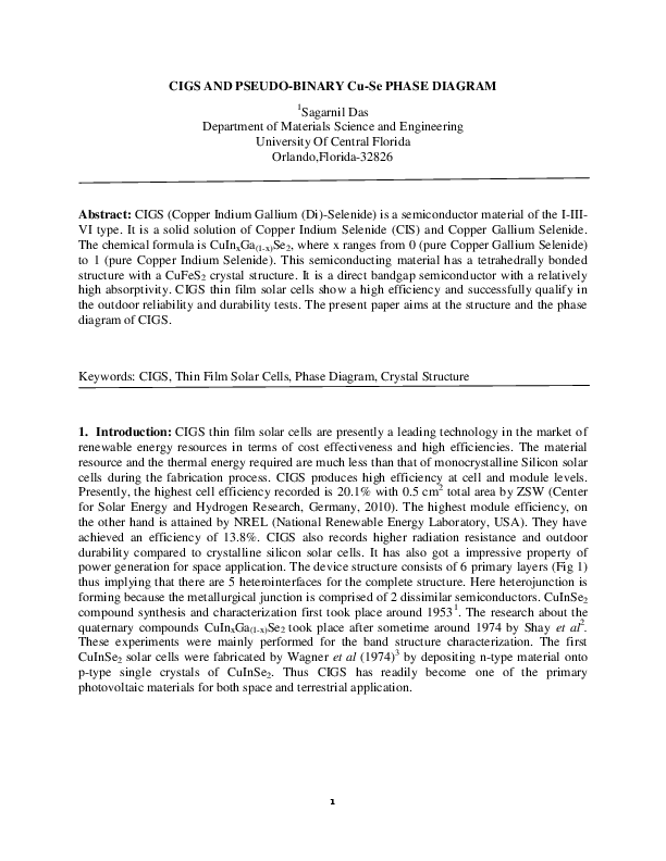 (DOC) CIGS AND PSEUDO-BINARY Cu-Se PHASE DIAGRAM
