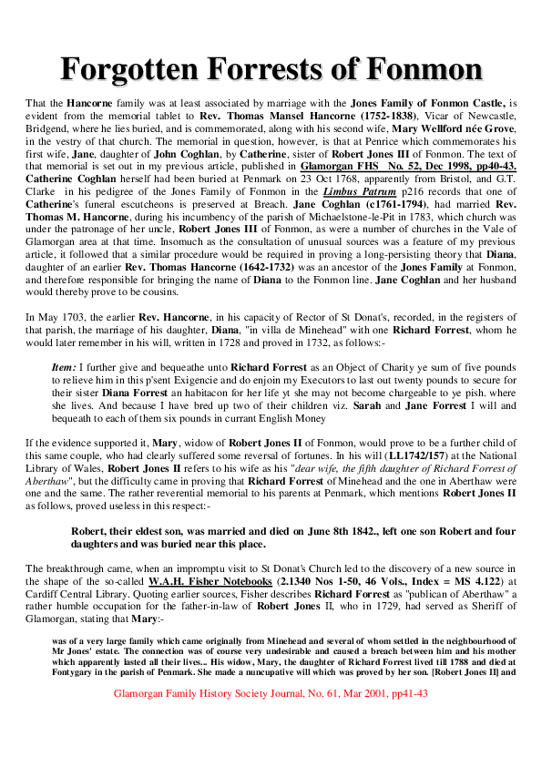 (PDF) The Forgotten Forrests of Fonmon