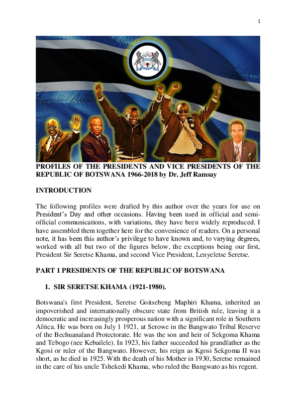 (PDF) PROFILES OF THE PRESIDENTS AND VICE PRESIDENTS OF THE REPUBLIC OF ...