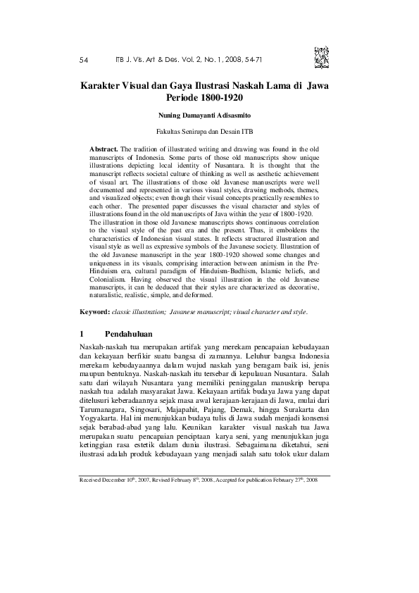 (PDF) Karakter Visual dan Gaya Ilustrasi Naskah Lama di Jawa Periode ...