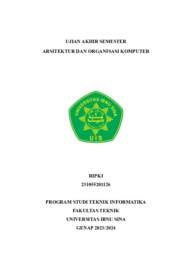 (PDF) Memori Komputer, Proses Kerja CPU,Dan Arsitektur Komputer